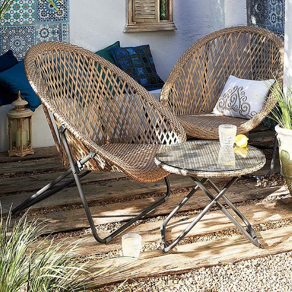 Tafilalt Brown All Weather Faux Rattan Garden Chair Table Set Culture Vulture