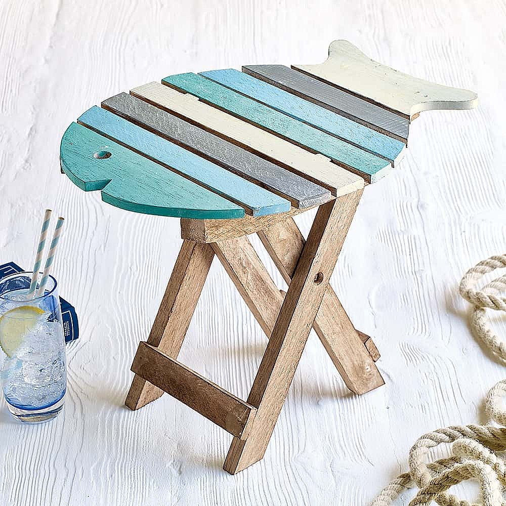 Blue Saltbox Folding Fish Stool | Culture Vulture