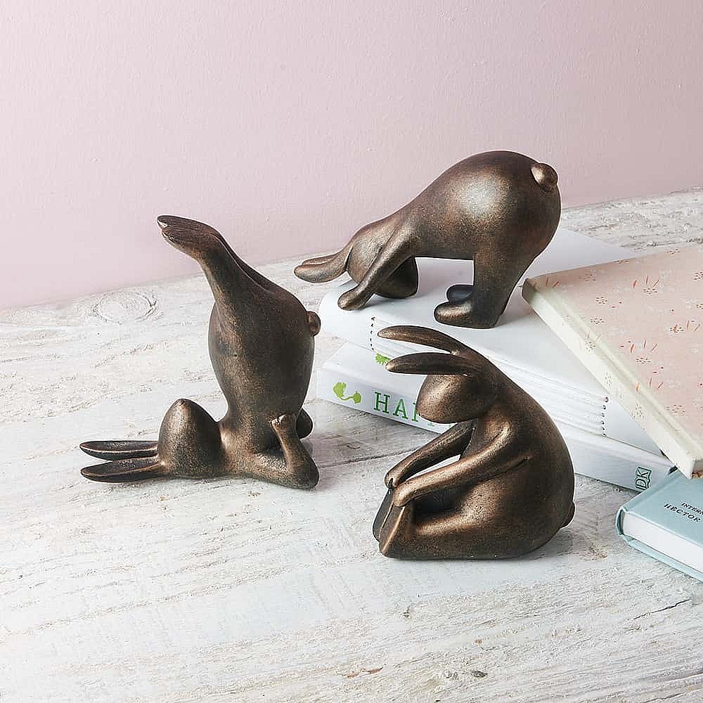 Trio of Yoga Bunny Ornaments | Sculpture | Positive & Mindful Living ...